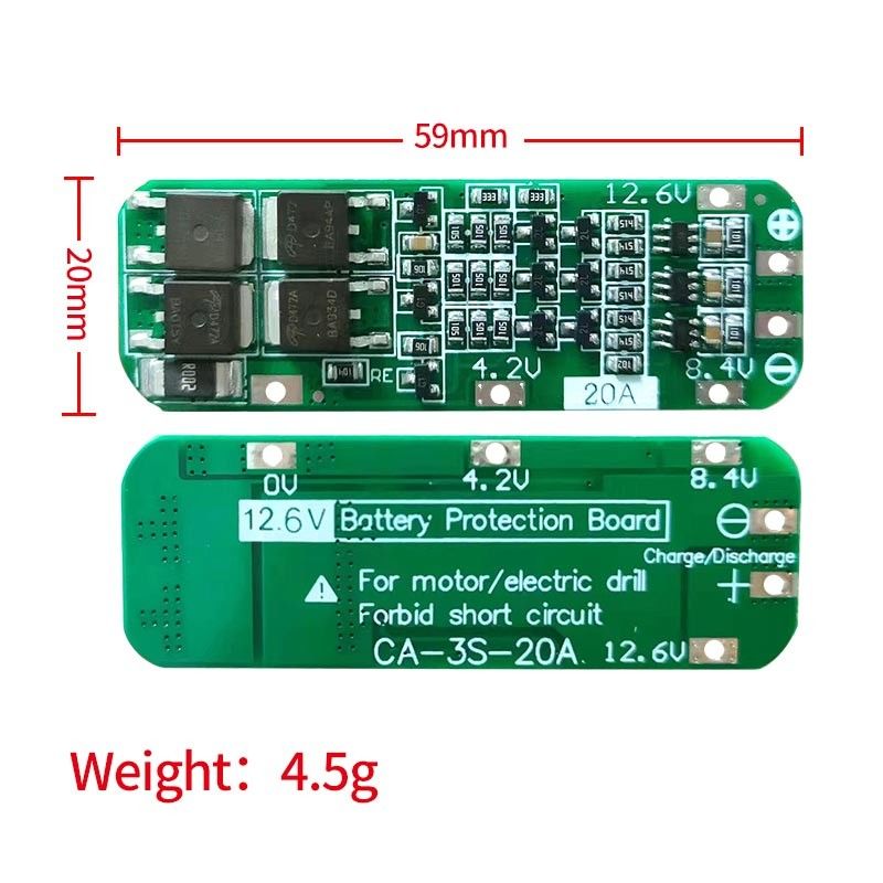 11.1V 12V 12.6V BMS Battery Protection Board Lithium 3s Bms Module
