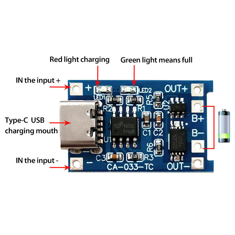CA-033 USB 5V BMS Battery Protection Board 2.8x1.7cm MICRO USB