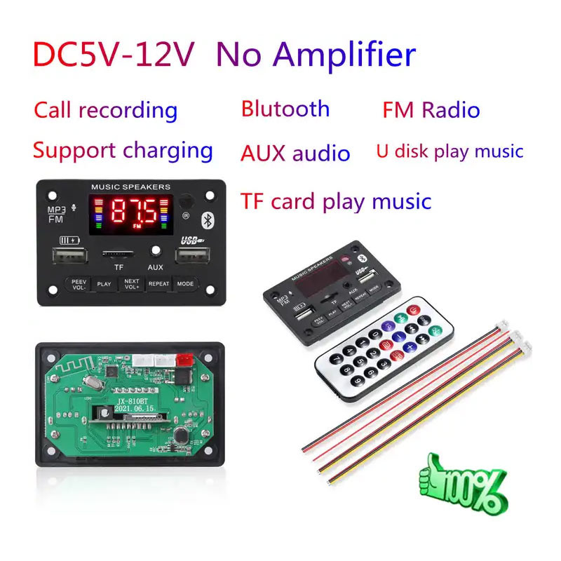6V 12V Bluetooth 5.0 Mp3 Decoding Board Module Wireless Car USB